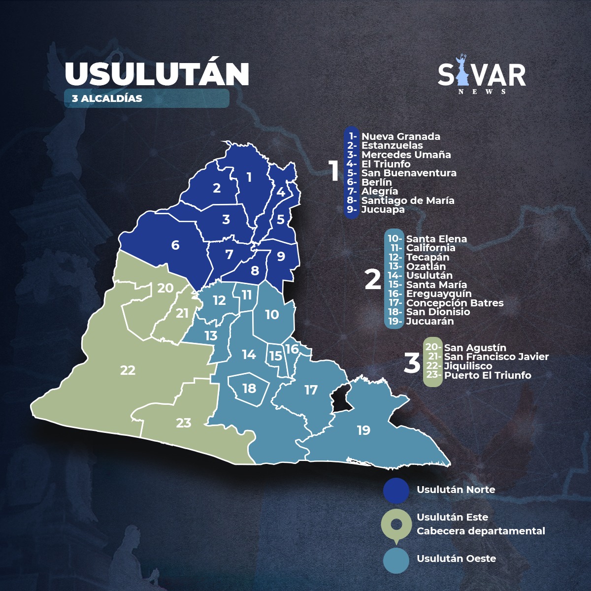 Así quedará la nueva reestructuración territorial municipal de El Salvador Así quedará la nueva reestructuración territorial municipal de El Salvador